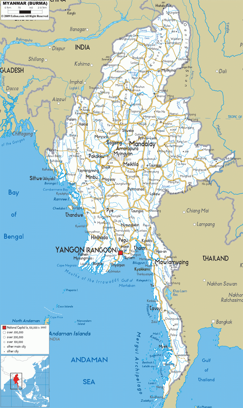 Myanmar - Republic of the Union of Myanmar capital Rangoon