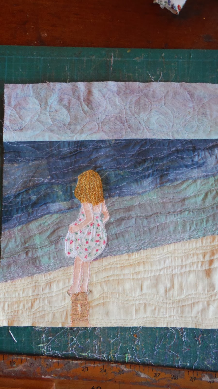 Wonky Patchwork: By the sea, mini quilt