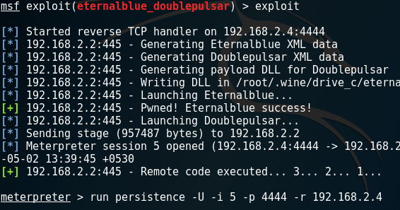 Hands on Eternalblue, Doublepulsar and Patch ~ Secure Dose