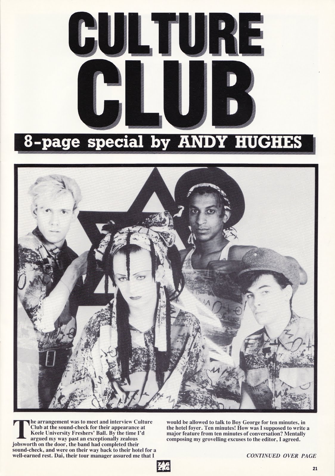 Top Of The Pop Culture 80s: Culture Club Zig Zag Magazine 1982