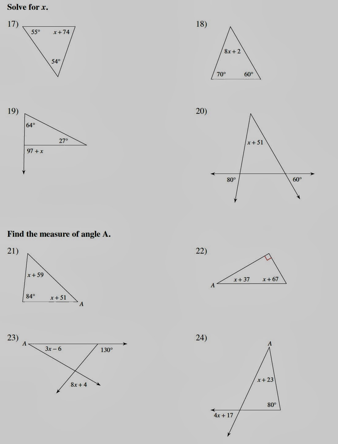 Mr. Matt's Math Classes: Assignment - Angles in Triangles