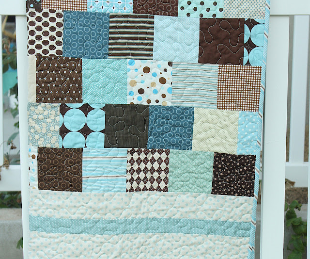 Brown and Blue Baby Quilt - Diary of a Quilter - a quilt blog