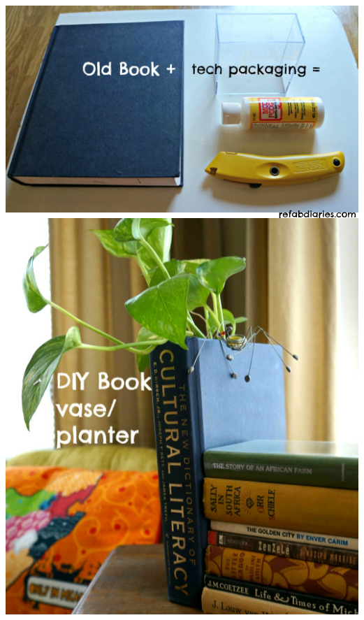 Repurpose: Old book + Used packaging = Book Planter/Vase | the ReFab ...