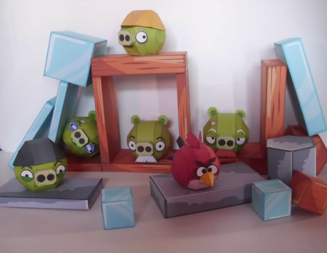 Angry Birds Pig Set Papercraft Model - PAPEROX FREE PAPERCRAFT