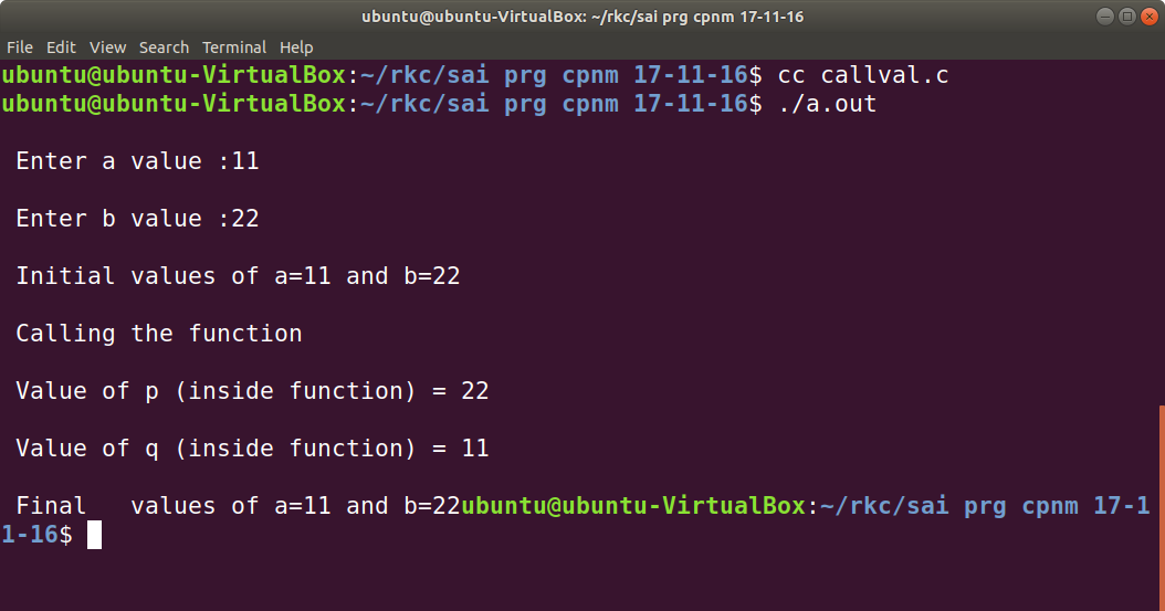 C Language Programming Program To Illustrate Call By Value And Call By Reference 0231
