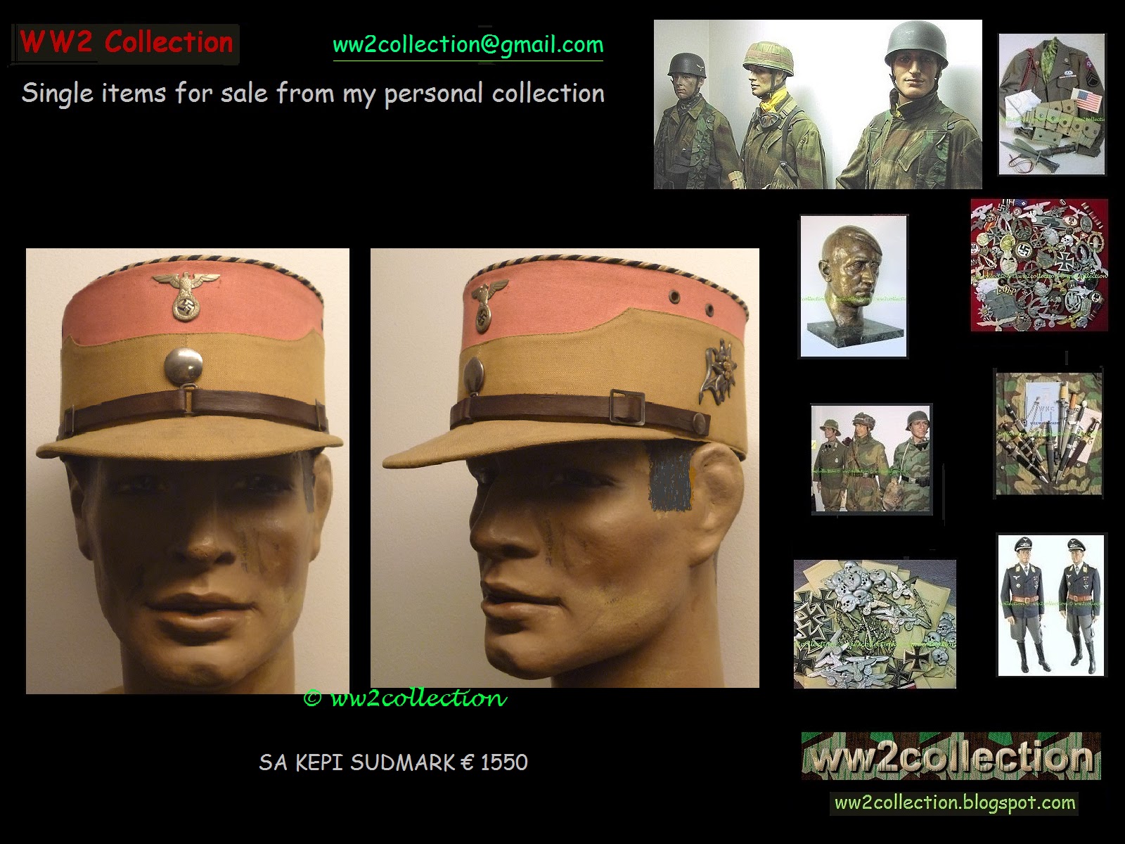 WW2 Collection Price List of my Private Collection Liquidation: SA Kepi ...