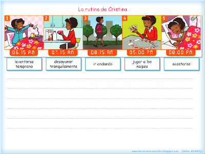 Me encanta escribir en español: La rutina de Jacinto, Cristina, Carlos ...