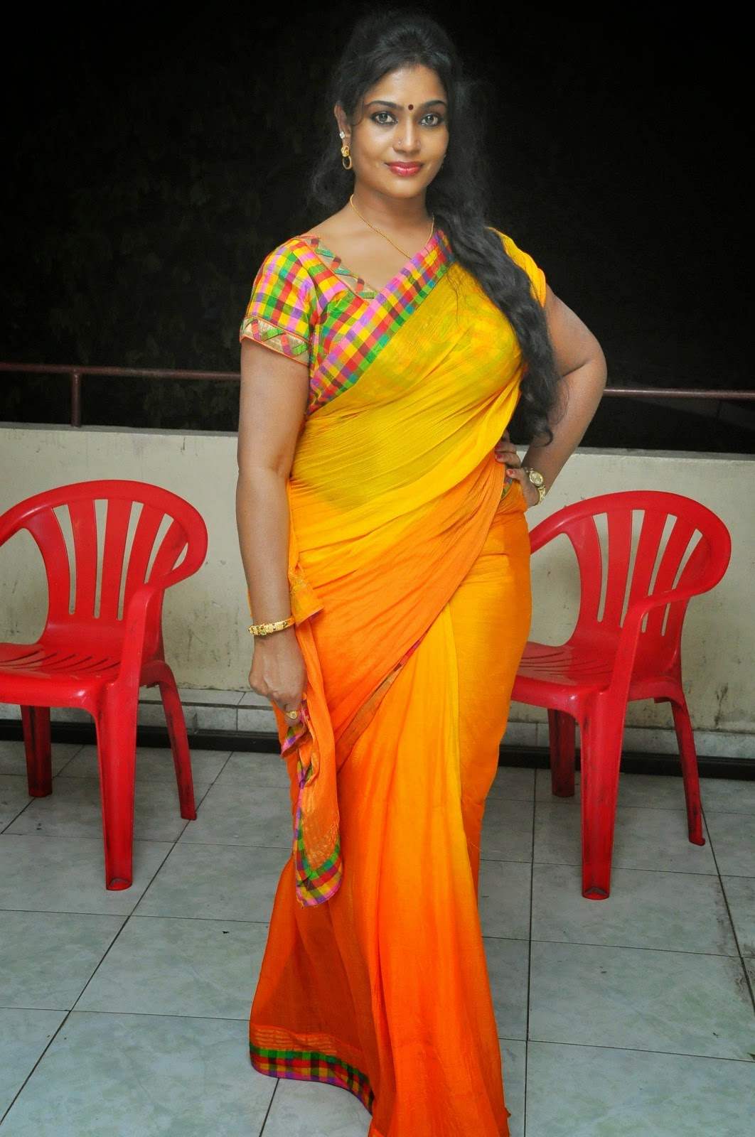 Jayavani Hot Photos In Yellow Saree At Andhamaina Maaya Audio - FILM ...