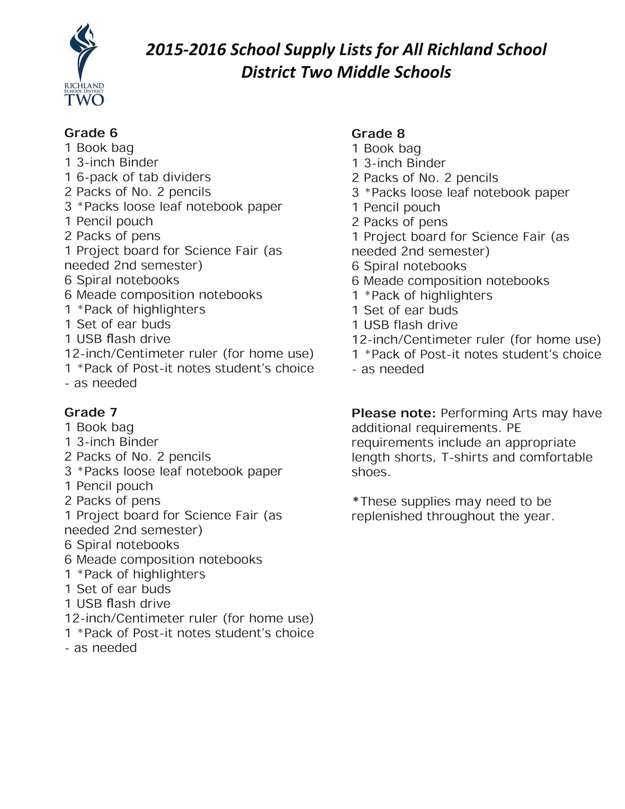 Blythewood Middle School BMS School Supply List blythewood-middle-school-bms-school-supply-list