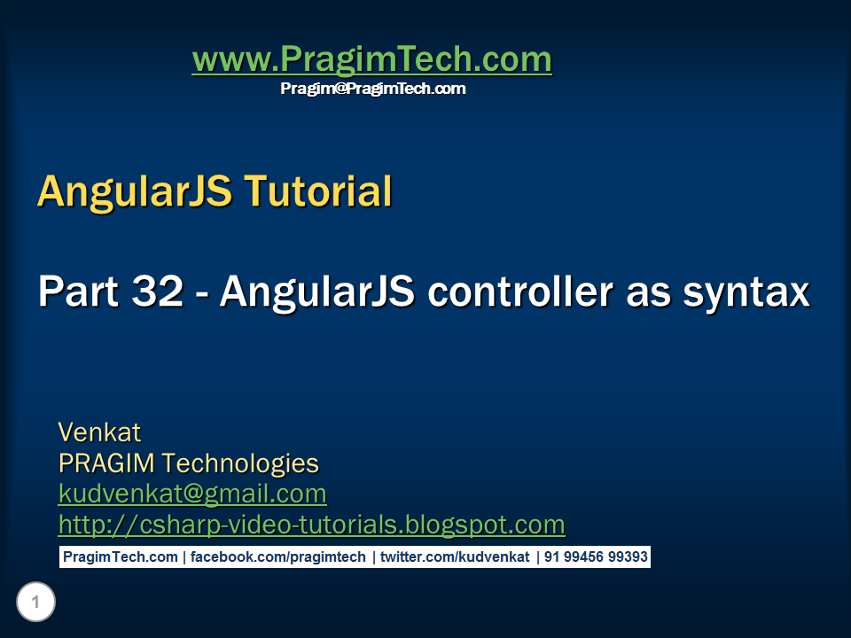 Sql server, .net and c# video tutorial: AngularJS controller as syntax Sql server, .net and c# video tutorial: AngularJS controller as syntax