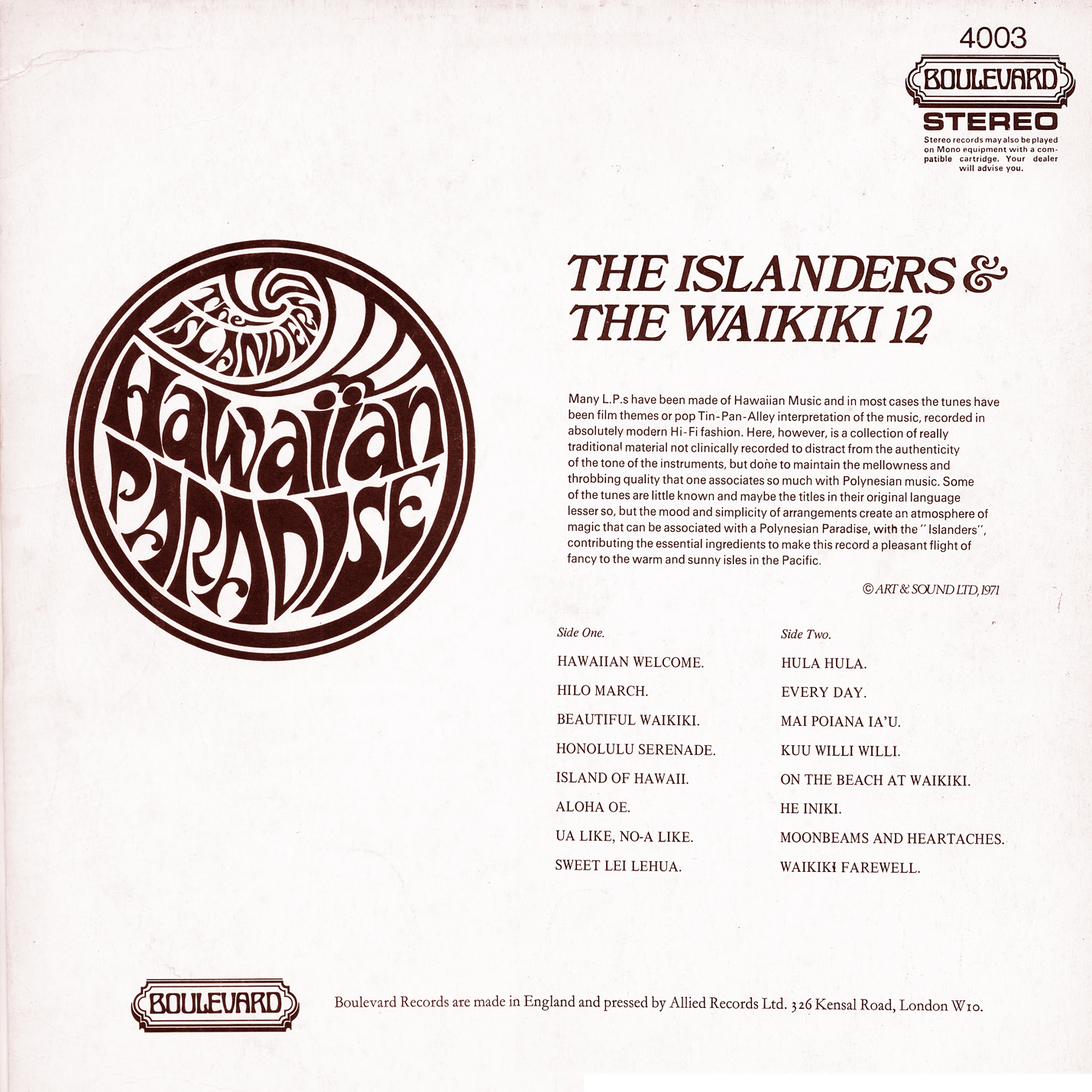 Audio Design Studio: The Islanders and The Waikiki 12 - 16 Great ...