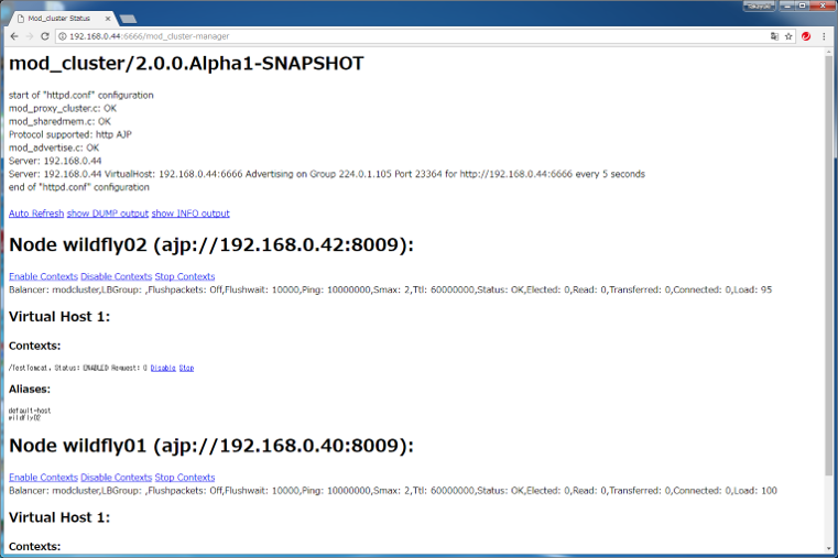 mod_clusterを使ってapache2.4とwildfly10でクラスタ構築する