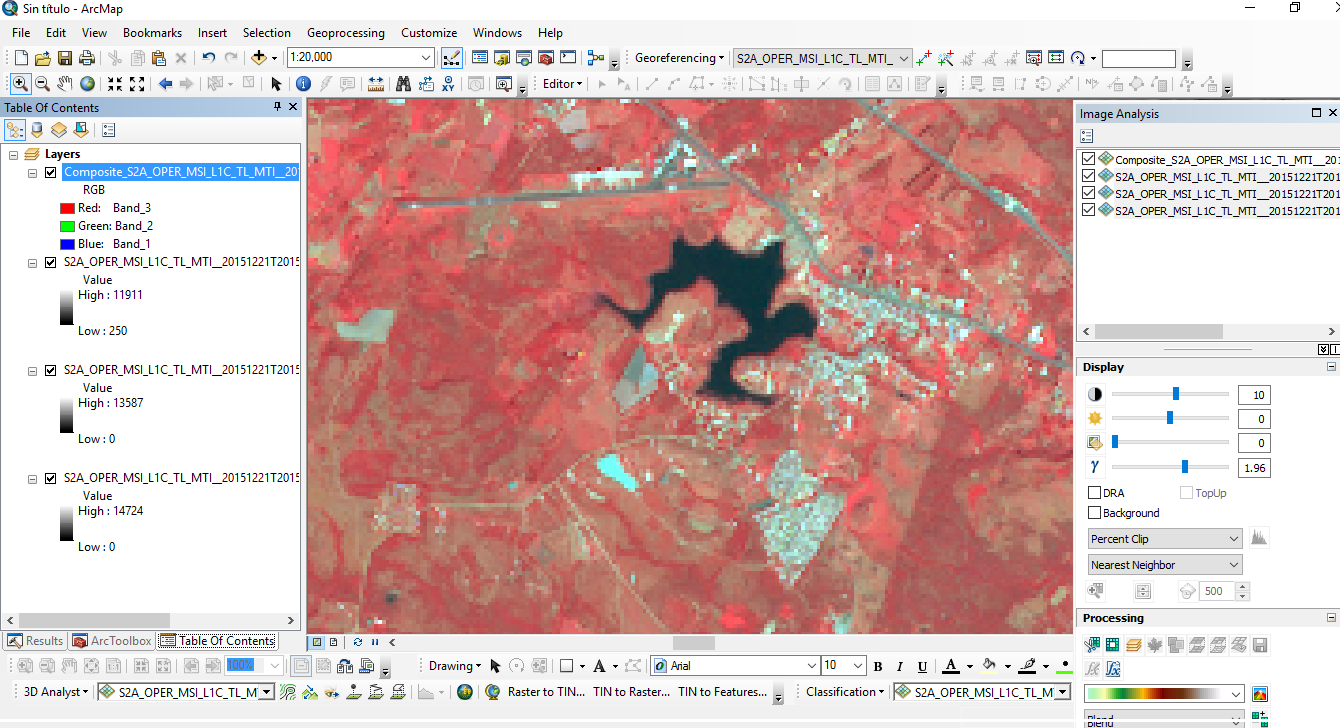 Combinación de Bandas Sentinel 2A en ArcGis 10.4 (Image Analisys)