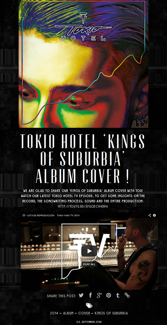 TOKIO HOTEL EN CALI: TokioHotel.com: TOKIO HOTEL ‘KINGS OF SUBURBIA’ ALBUM COVER!