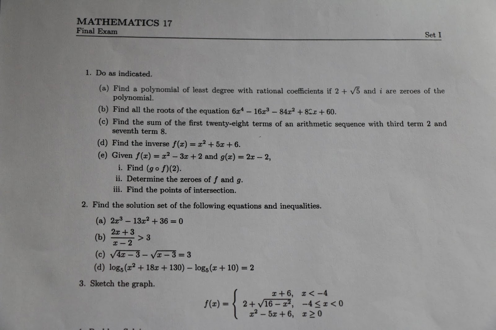 UPD Samplexes, Readings, and Materials: UPD Math 17 (Now Math 20) Final Examination Samplex ...
