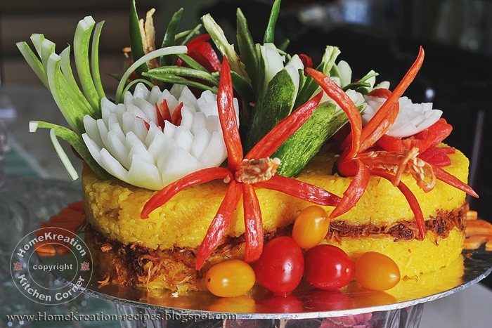 HomeKreation - Kitchen Corner: Gubahan Pulut Kuning Lapis Serunding ...