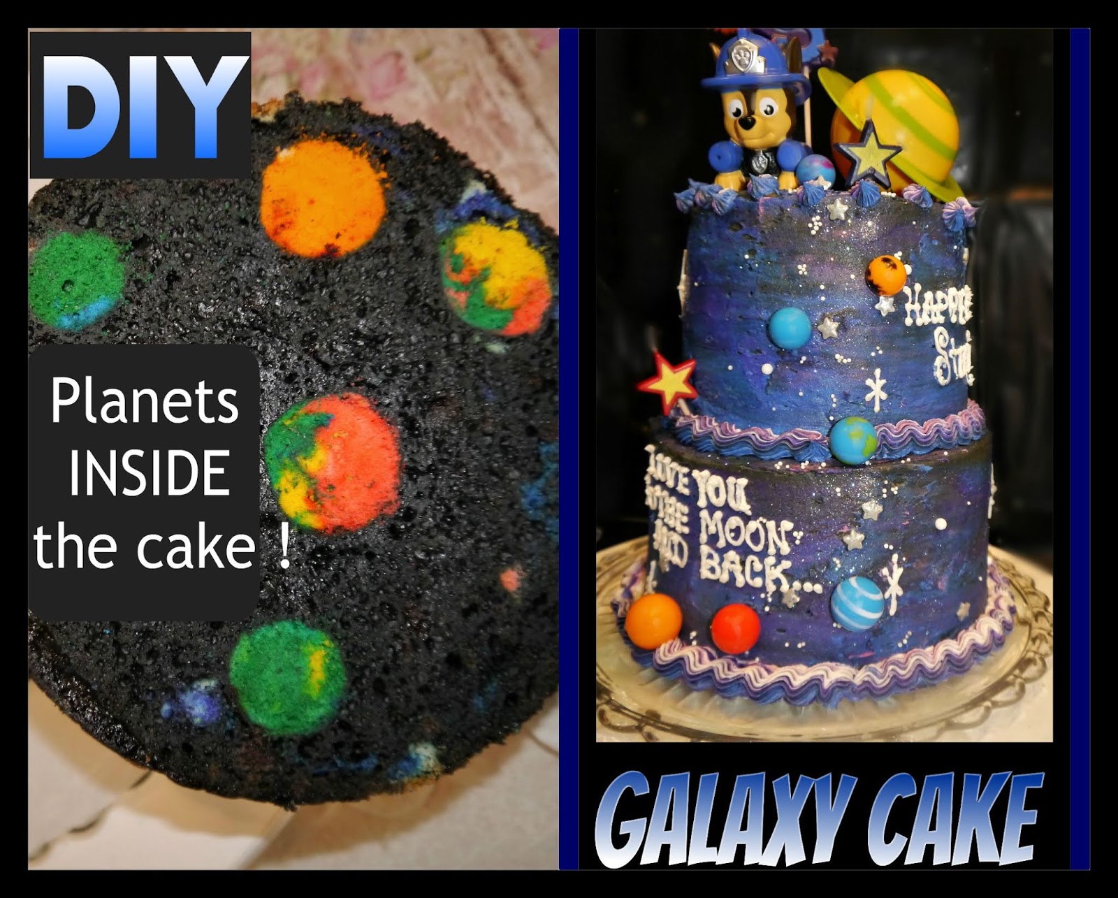 Suzy Homefaker: Galaxy Cake with Planets inside!! Solar System Birthday ...