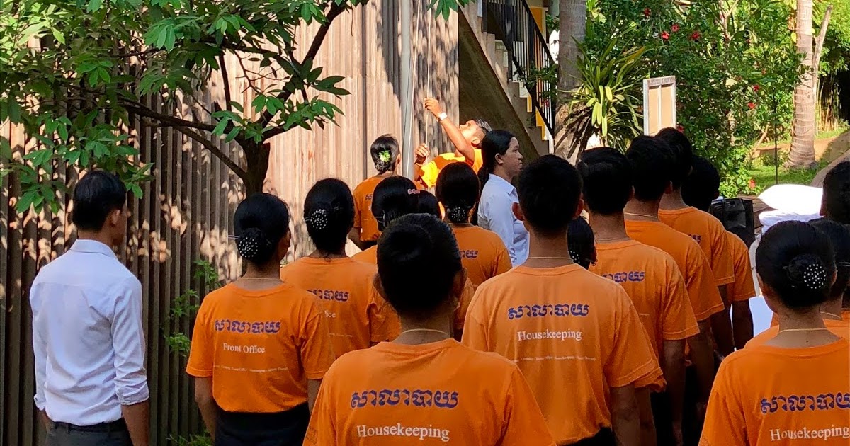 Flag-raising ceremony at Sala Bai Hotel School and Restaurant, Siem Reap