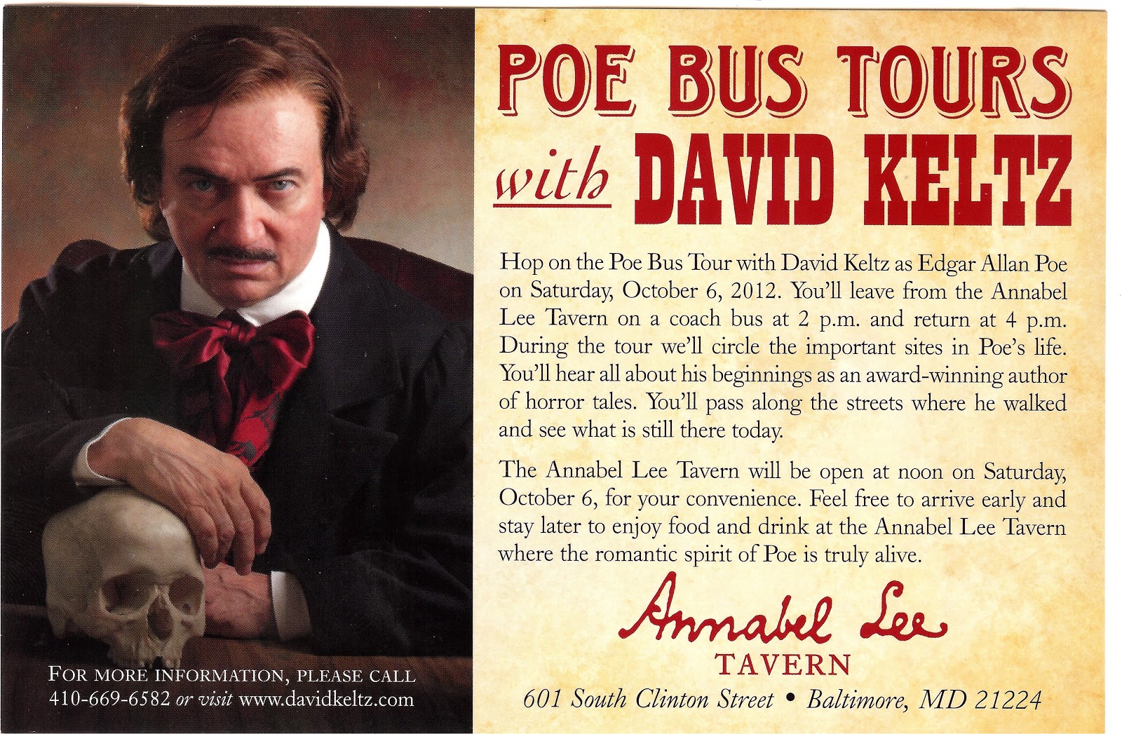 Accelerated Decrepitude: Poe Bus Tour with David Keltz
