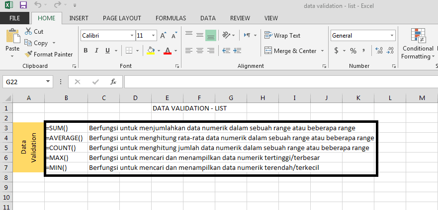 Cara Menggunakan Data Validation List