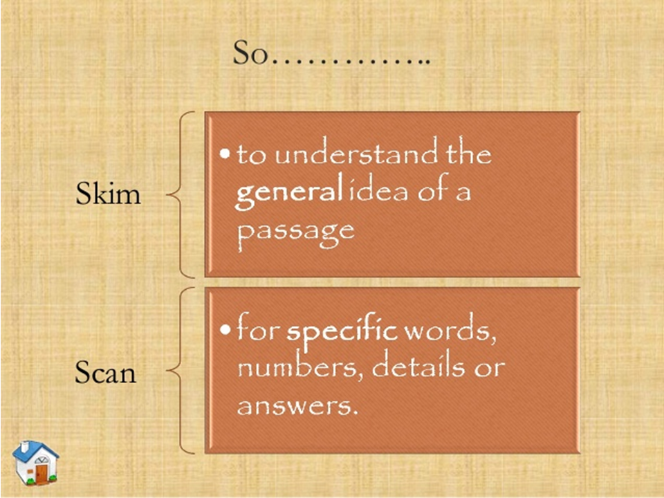 Grade 11: Reading - skim and scan