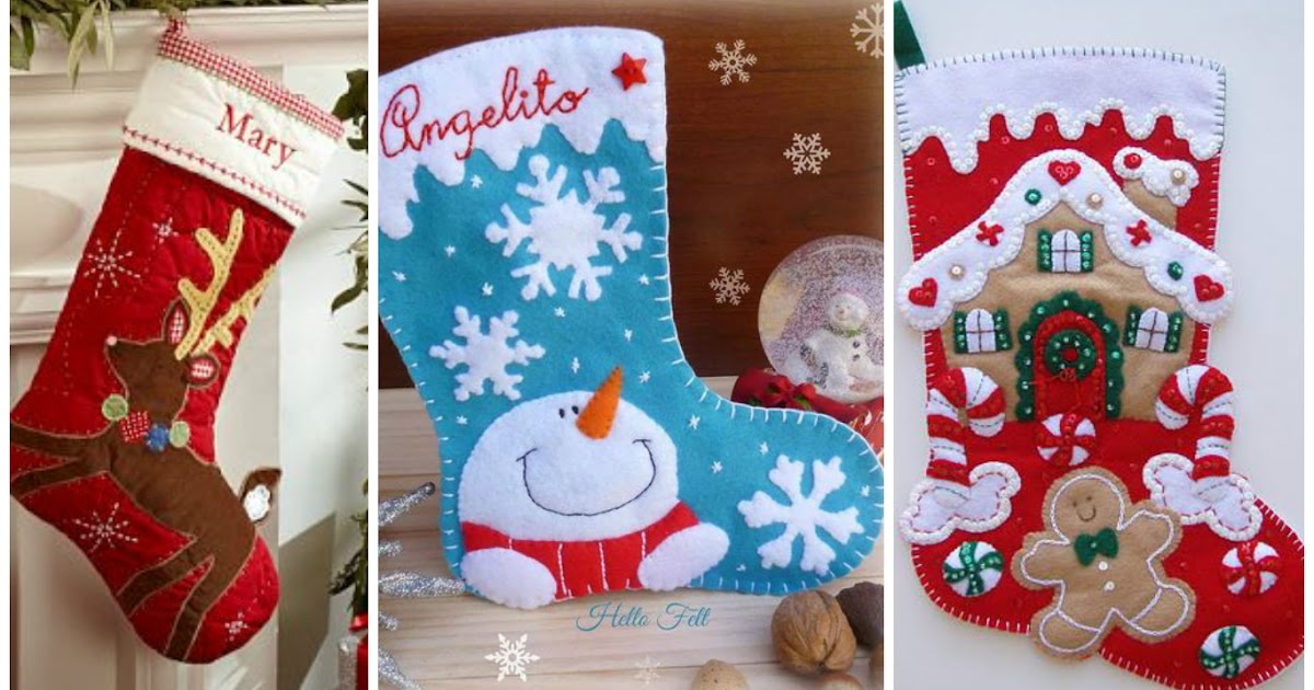 10 Moldes para hacer bonitas botas navideñas en fieltro ~ lodijoella