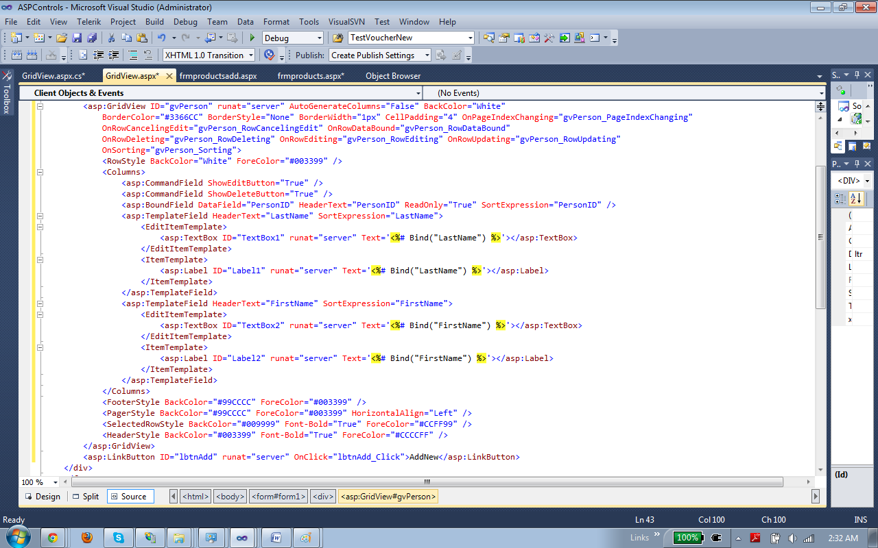 C# ASP DOT NET GURU: Grid View Template Controls using Asp.net 2.0