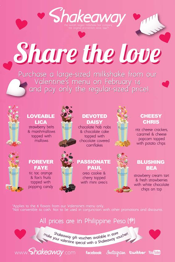 Manila Shopper: Shakeaway One-Day Valentine's Promo: Feb 14 2017