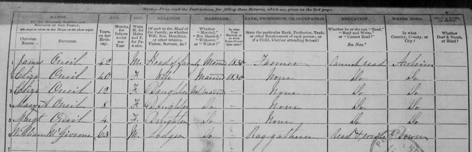 The 1851 census of Ireland