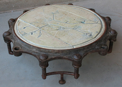 Neil Collins artist: Handmade Ceramic Tile and Steel Tea Ceremony Table