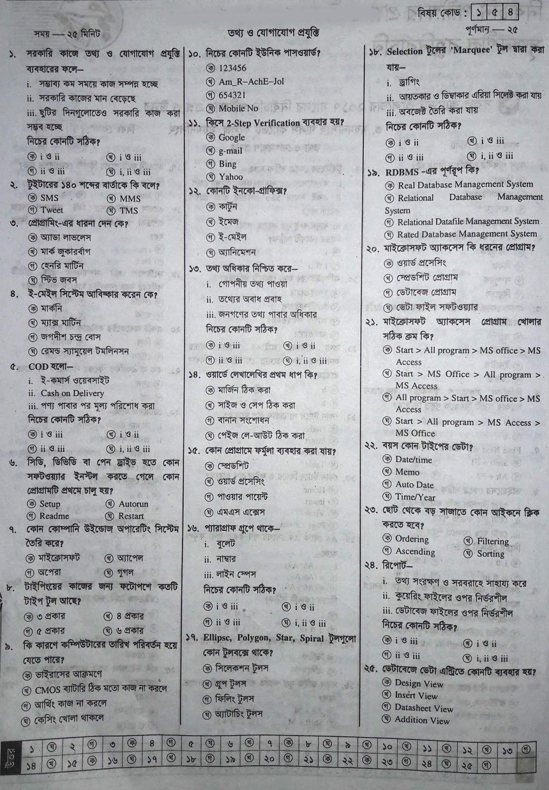 SSC ICT Suggestion 2024 with Question Paper