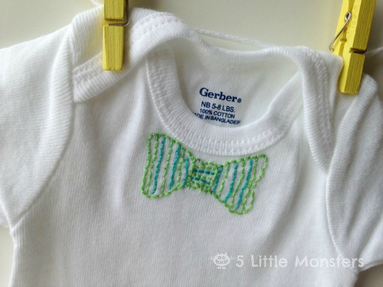 5 Little Monsters: Handmade Baby Gift: Embroidered Onesies