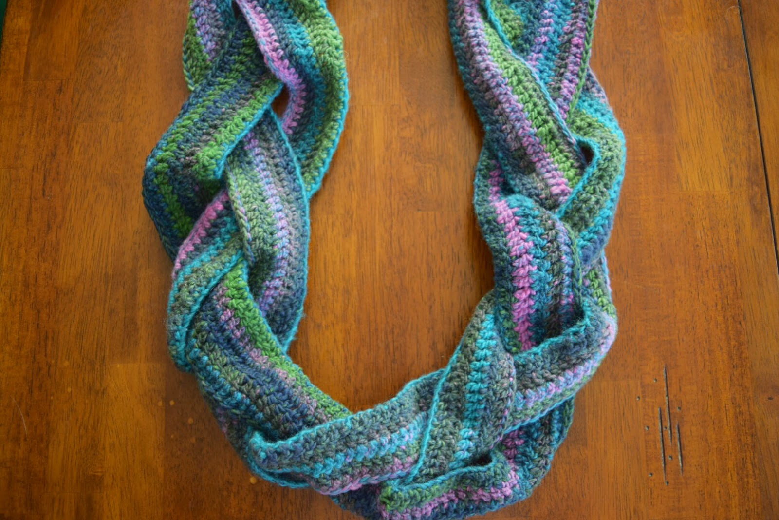 Made a braided infinity scarf and thought I'd share. Link to the free ...