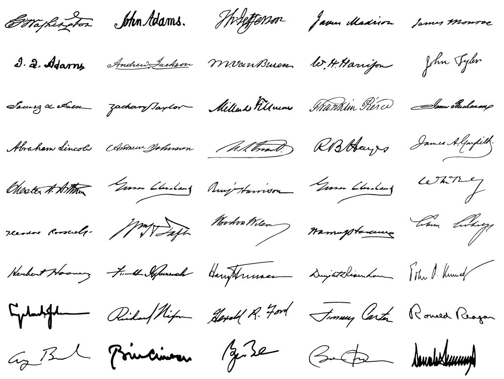 daily timewaster: Signatures of all 45 presidents.