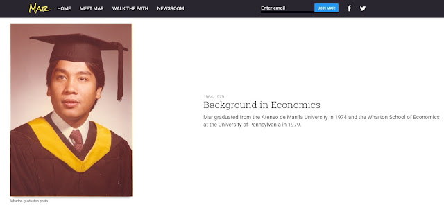Mar Roxas recognized by Wharton as a graduate in a 2012 tweet