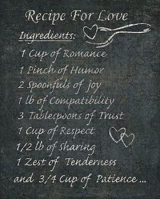 Recipe for Love. Ingredients : 1 Cup of Romance 1 Pinch of Humor 2 ...