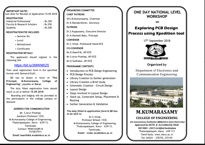 One day National level Workshop On Exploring PCB design process using ...