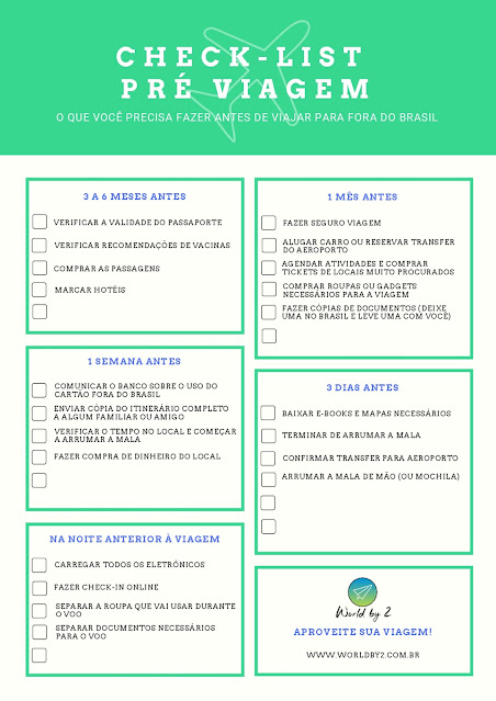 Check List de Viagem - World by 2 - Dicas de Viagem