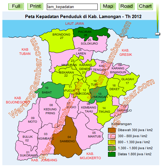 Peta Kepadatan penduduk di Kab Lamongan | SURVEYOR ANDA