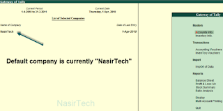 Tally.ERP 9: How to Change Default Company in Tally