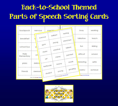 Write On, Fourth Grade!: Parts of Speech Sort