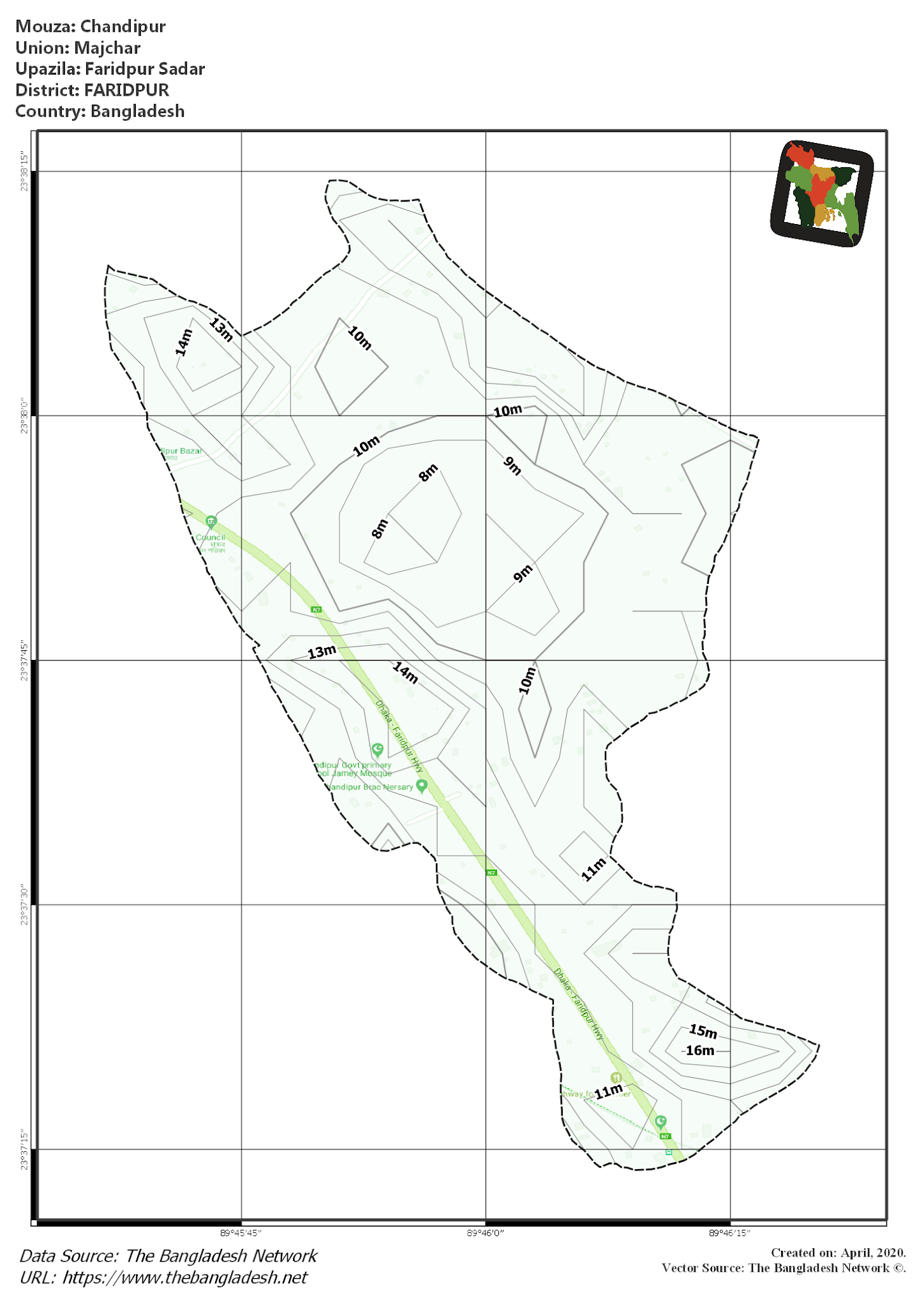 Map of Chandipur Mouza, Faridpur Sadar, Faridpur