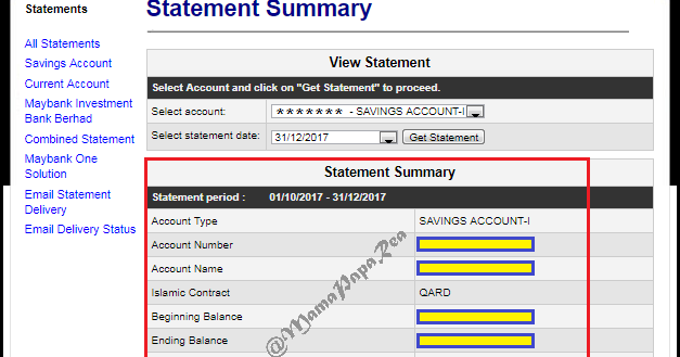 contoh penyata akaun bank - Kylie Scott