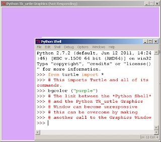 tk-tinker: turtle from Python Interpreter
