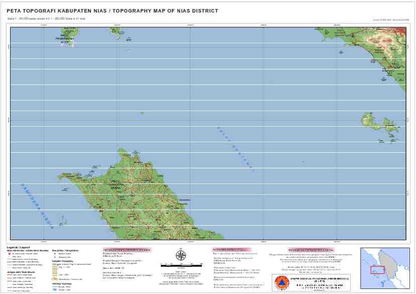 TAKJUB INDONESIA: PETA TOPOGRAFI KABUPATEN NIAS, SUMATRA UTARA SKALA 1: ...