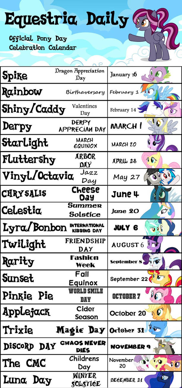 Equestria Daily - MLP Stuff!: Pony Themed Celebration Day Calendar and ...