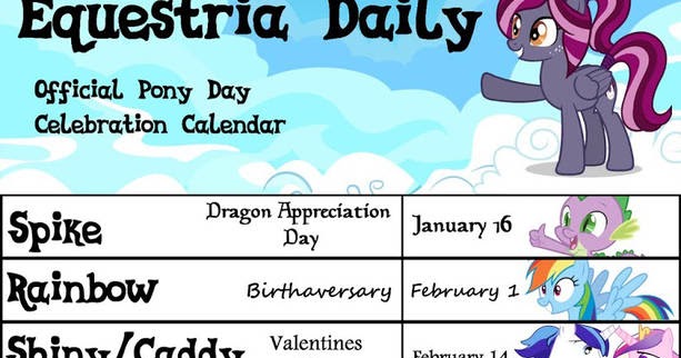 Equestria Daily - MLP Stuff!: Pony Themed Celebration Day Calendar and ...