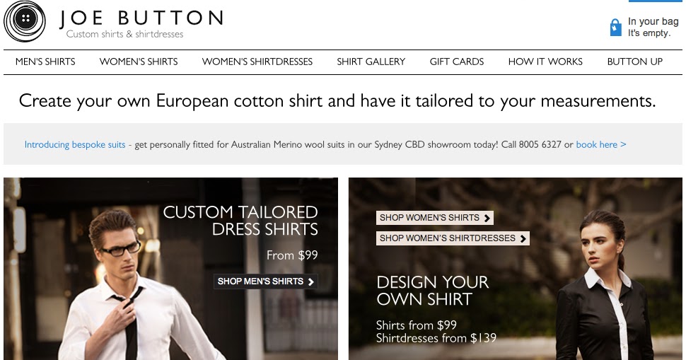 Giveaway: A $100 voucher for Joe Button (custom shirts)