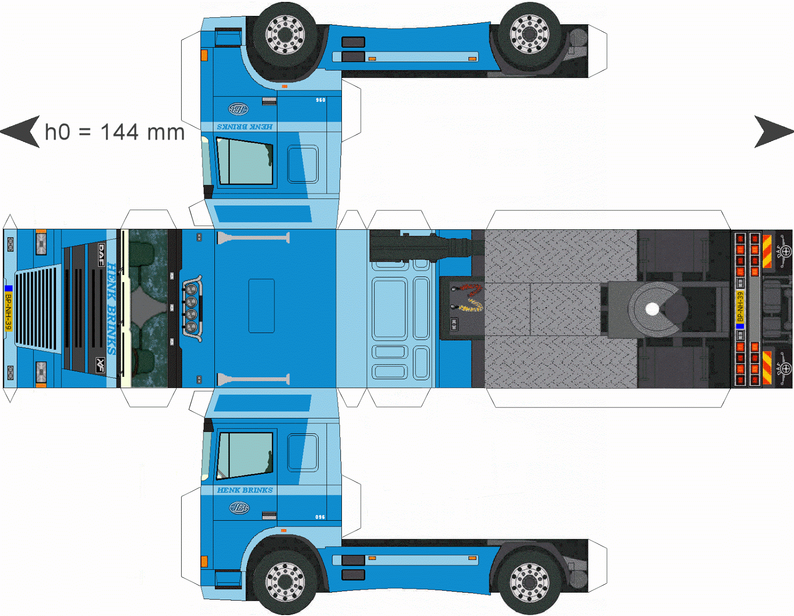 SP. Papel Modelismo: PaperCraft DAF XF - Henk Brinks Transport