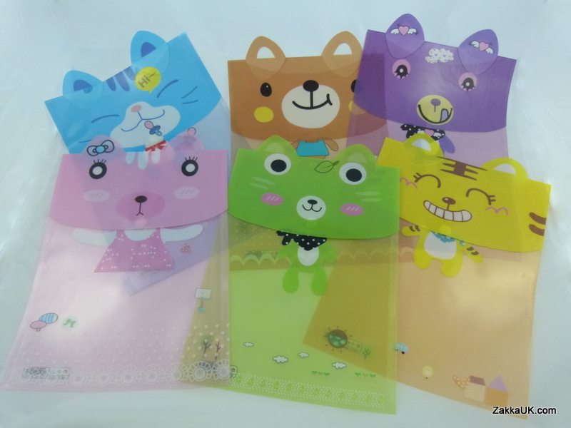 ZakkaUK: Kawaii Plastic Folders - Cute Animal Face Design - 6 Assorted ...
